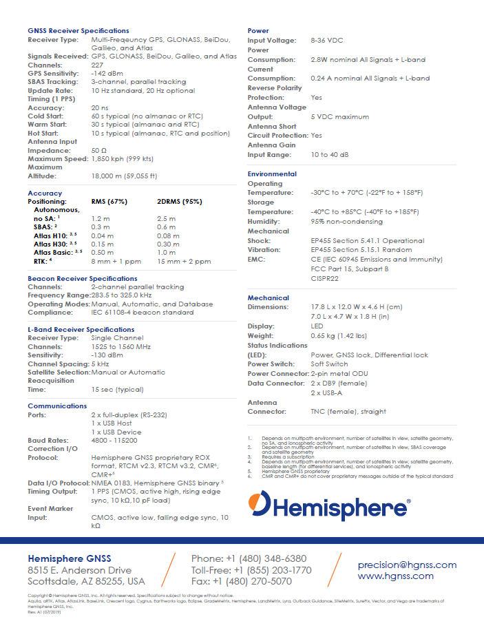 R330U Datasheet – Hemisphere GNSS