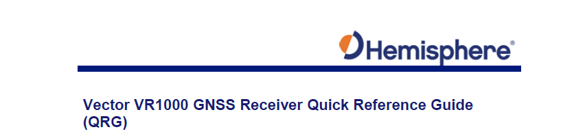VR1000 Quick Reference Guide – Hemisphere GNSS