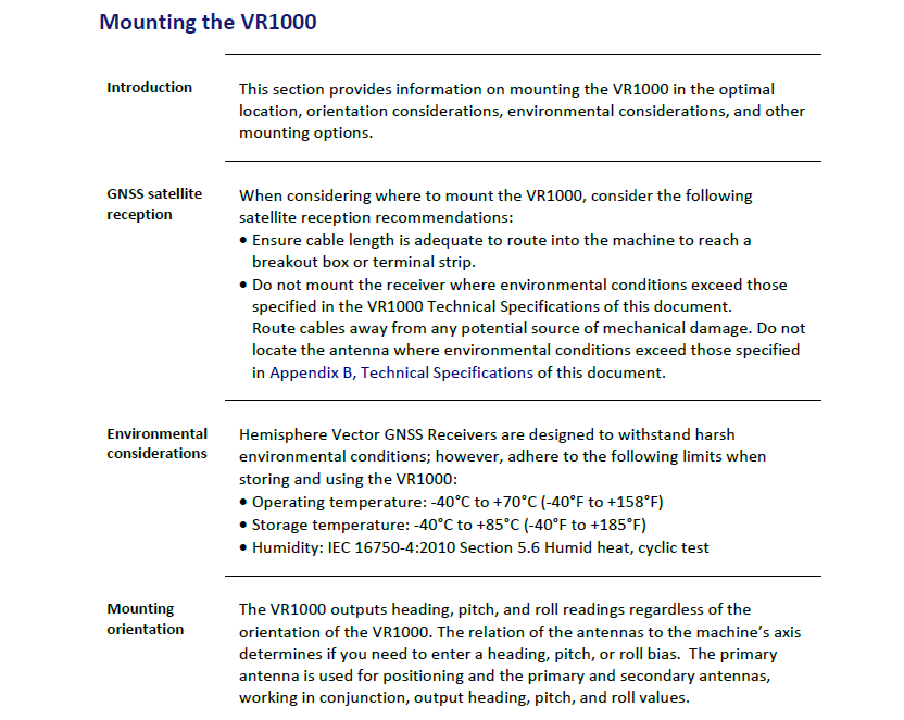 Mounting the VR1000 – Hemisphere GNSS