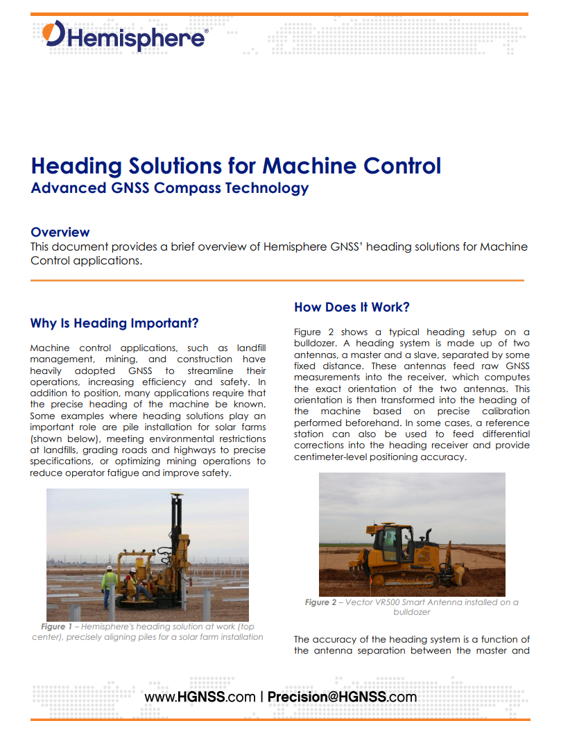 VR500 Heading Solutions for Machine Control – Hemisphere GNSS